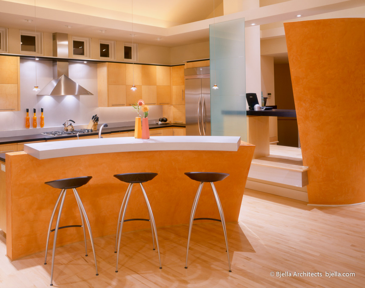 A Lively, Modern Orange Kitchen | Bjella Architects